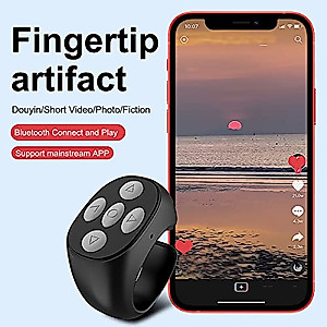 TIK Tok Bluetooth Remote Control Page Turner for iPhone Camera, Bluetooth Button Clicker Compatible with iPhone/iPad/Android/Smartphones/Tablets
