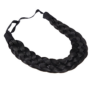 TOECWEGR 5 Strands Synthetic Hair Braided Headband Hairpiece Classic Chunky Wide Plaited Braids ElasticMulti Color Headband Ladies Beauty Hair Accessories …