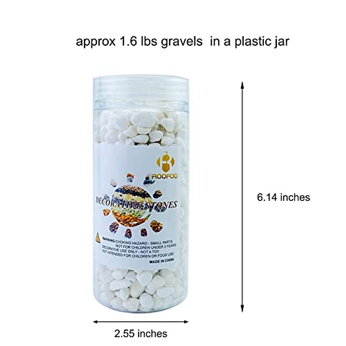 ROOFOO Polished Stones River Pebbles Vase Fillers White Rocks Garden Gravel 1.6LB for Aquarium,Fish Tank,Terrarium, Fairy Gardening,Top Dressing,Bonsai,Zen Garden,Air Plants Succulent,Soil Cover