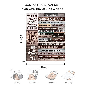 Merry Carve Son in Law Gifts from Mother in Law to My Son Blankets in Bulk for Wedding Christmas Birthday for Son in Law from Mother Father in Law Throw Blanket 60"*50"