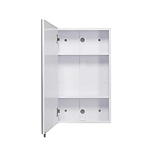 Croydex Finchley Single Door, Surface Mount Flexi-Fix Easy Hanging System Medicine Cabinet, 16 in (W) x 26 in (H) Stainless Steel