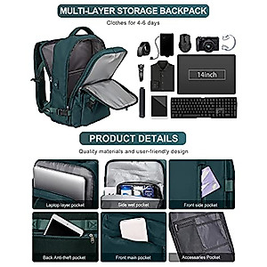 VGCUB Large Travel Backpack Bag for Women Men,Carry on Backpack,17 Inch Laptop Business Work Waterproof Backpack with Laptop Compartment,Person Item Flight Approved,Mochila de Viaje,Peacock Blue