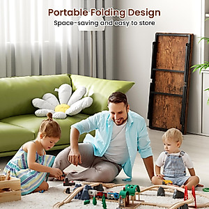 ALLSTAND Folding Coffee Table, Leg Latches Portable Sturdy Floor Table Desk for Sitting on The Floor, No Assembly Low Coffee Table for Living Room, Home, Office, Rustic Brown, 41.34L×21.65W×15.75H