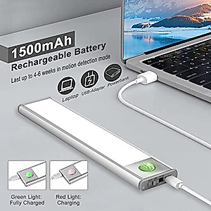 EVERDOSS Under Cabinet Lights Wireless, Under Counter Lights for Kitchen,2 Packs 30 LEDs 6000K 7.8ins Cabinet Lights Motion Sensor,1500 Mah Motion Sensor Under Cabinet Light with Magnet Sticks