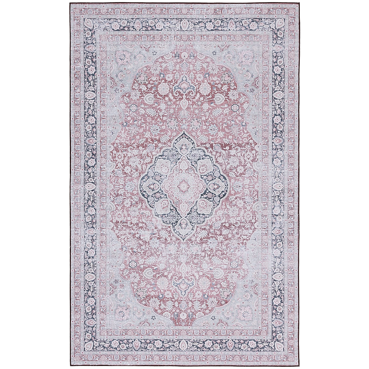 SAFAVIEH Tucson Collection Area Rug - 6' x 9', Rust & Sage, Persian Medallion Design, Non-Shedding Machine Washable & Slip Resistant Ideal for High Traffic Areas in Living Room, Bedroom (TSN191P)