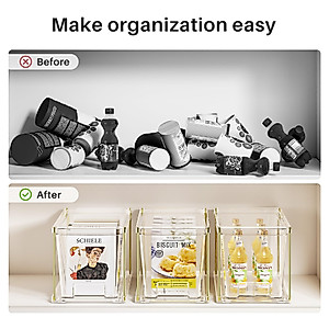 4Pack Large Stackable Kitchen Storage Drawers Multi-purpose under Sink Acrylic Drawers Organizers Clear Drawer Organizers Bins with Handles for Bathroom Kitchen Pantry