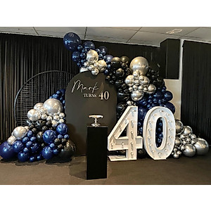 Black and Silver Balloon Garland Arch Kit, 102pcs Black Silver Confetti Latex Balloons for Birthday Bridal Shower Wedding Engagement Anniversary Graduation Theme Decorations