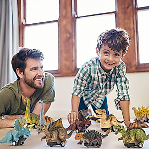 BOKABOKA 12 PCS 4.5" Pull Back Dinosaur Car Vehicle Toys for 2 3 4 5 6 Year Old Kids Children Toddlers Boy Girls Christmas Birthday Gifts