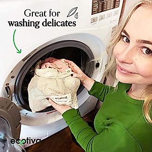 ecotiva Organic Reusable Produce Bags - Cotton Produce Bags - Cotton Mesh Produce Bags - Mesh Produce Bags Grocery Reusable - Mesh Bags For Produce