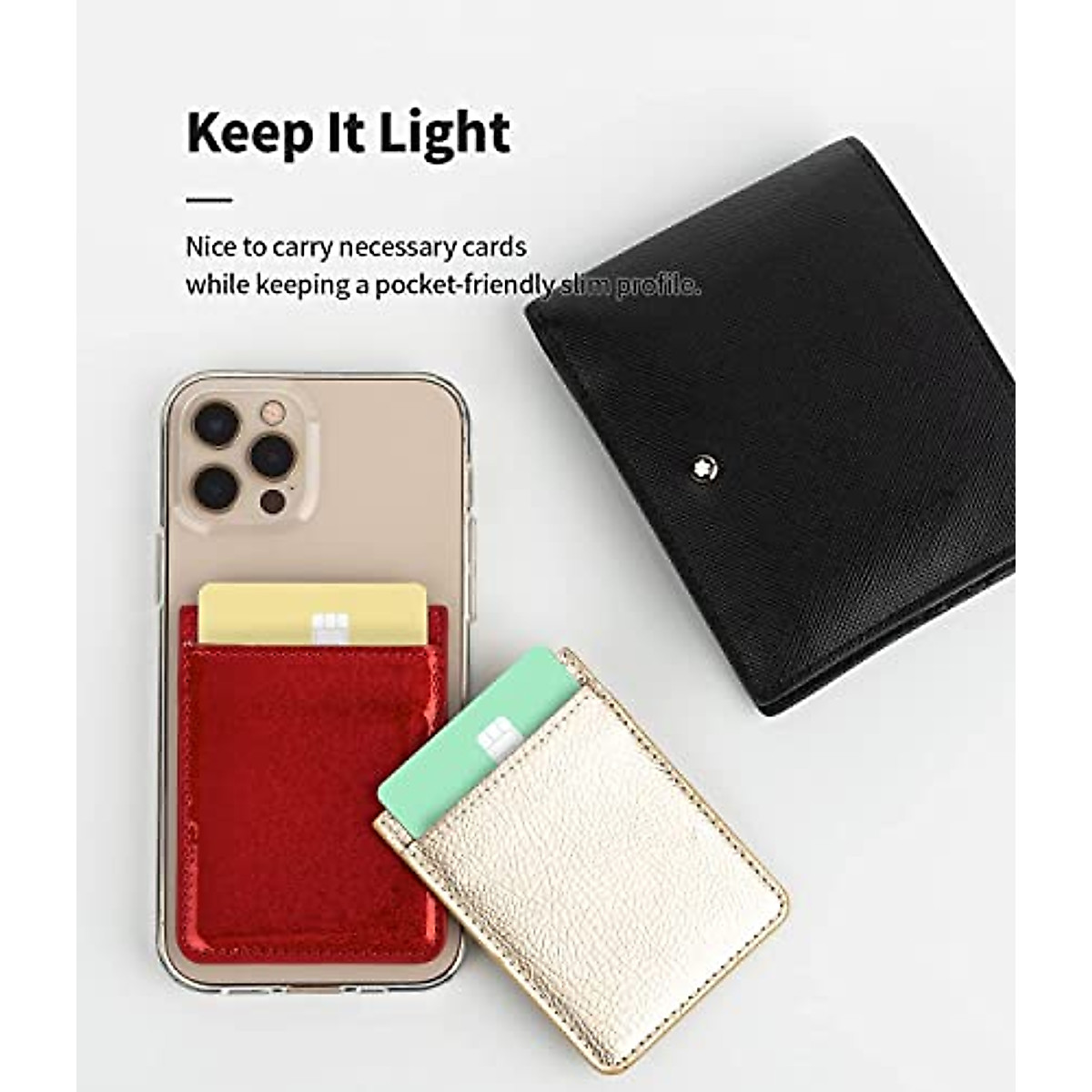 Goospery Phone Card Holder [4-Pack] Adhesive Stick On Wallet for Back of Phone Fashionable & Secure Sleeve Credit Cards/ID Card Slot Pocket Case Universal Fit for Most Smartphones