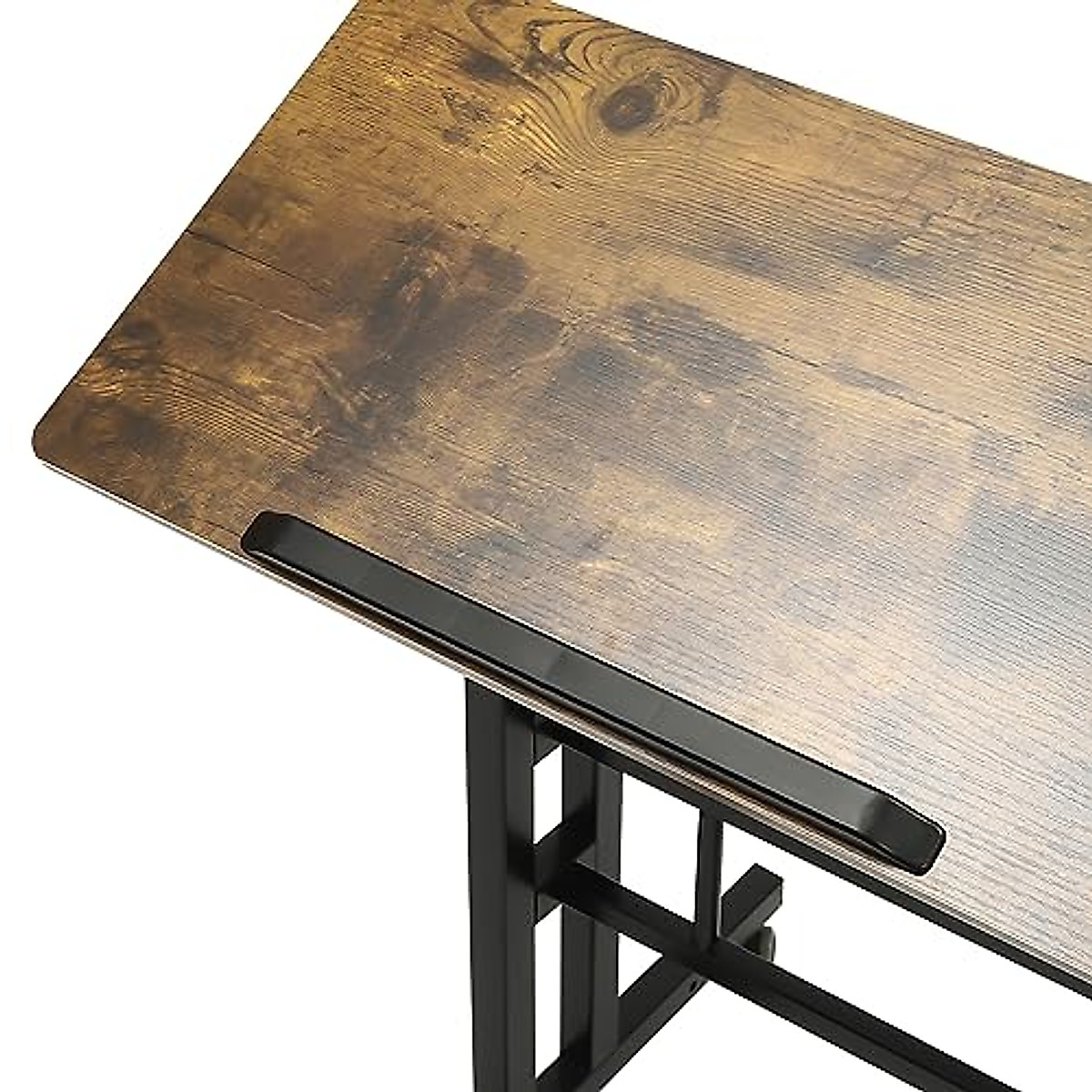 LOHISHILO Mobile Stand Up Desk Adjustable Laptop Desk with Wheels Storage Rolling Table Cart for Standing or Sitting, for Home Office Workstation, Iron-Brown, 27.5-45.3in