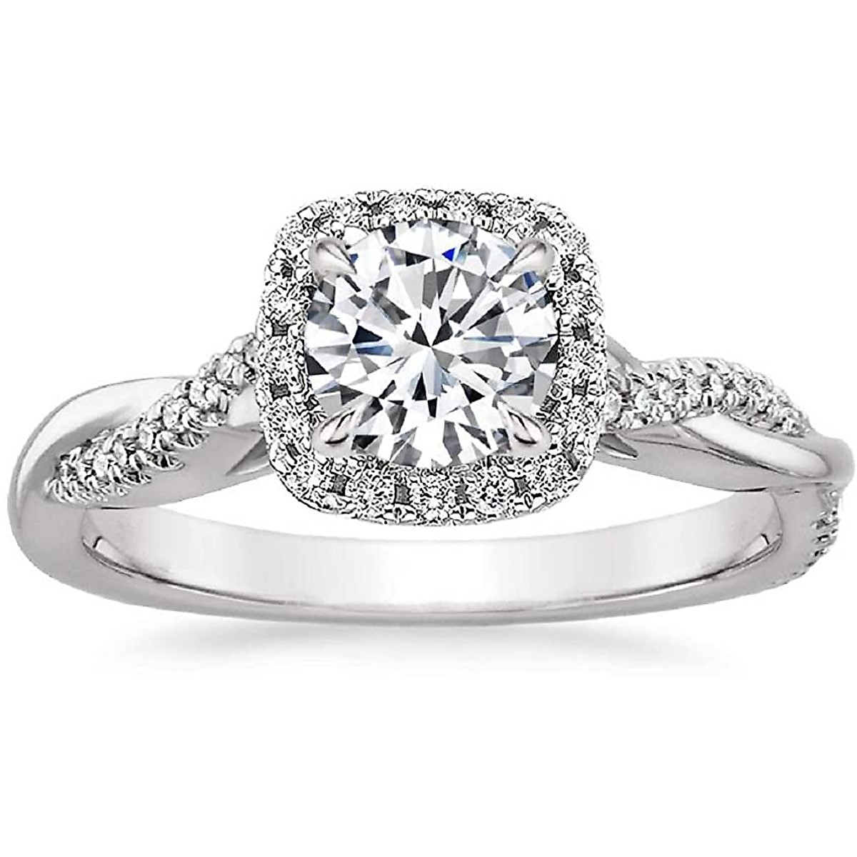 Petite Twisted Vine Halo Bridal Set 3.50 CTTW Moissanite Diamond Round Brilliant Cut White Color Excellent Grade VVS Clarity In 14K Solid Gold and 925 Sterling Silver Engagement Christmas Ring For Women For Wedding Gift, Perfect for Gift Or As You Want (W