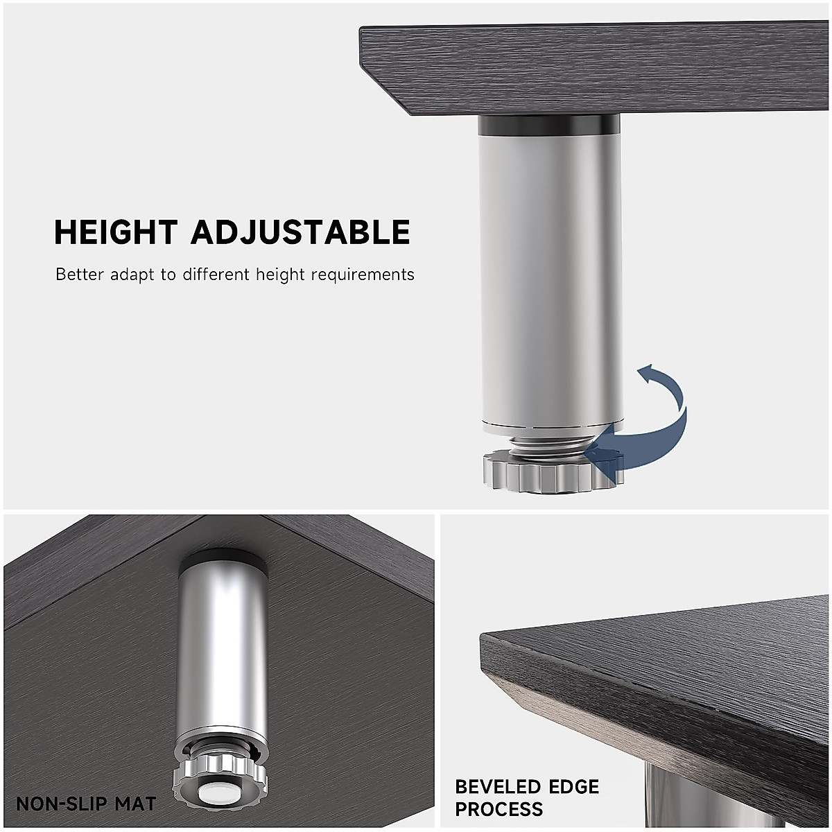 Fenge Dual Monitor Stand Riser, 39.4 Inch Height Adjustable Monitor Riser for Desk, Wood & Steel Monitor Stands for 2 Monitors , Desk Shelf for Computer,Laptop,Printer,TV, Brown