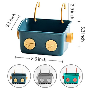 Santouxiang 6-Piece Multicolor Plastic Bath Toy Storage Basket, Wall Mounted Kids Hanging Shower Caddy with Hooks for Shampoo, Bathtub Toys, Kids Bathroom