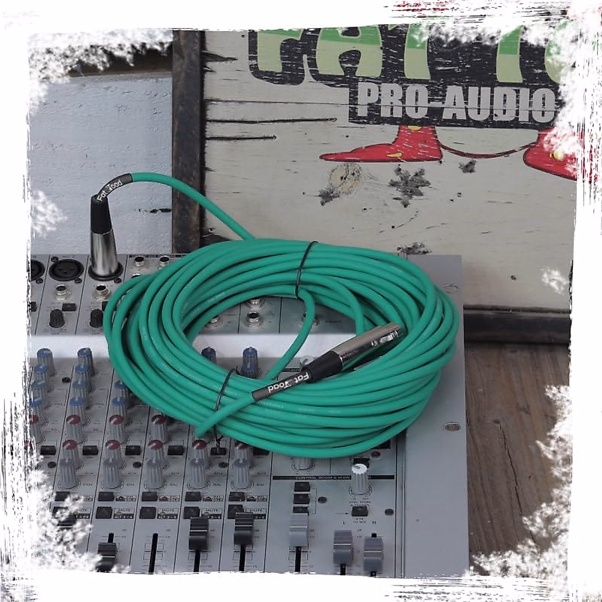 Fat Toad XLR Microphone Cables (2 Pack) 50ft Pro Audio Green Mic Cord Patch Extension & Male to Female Lo-Z Connector | 24 AWG Shielded Wire & Balanced for Speakers, Recording Studio Mixer Gear