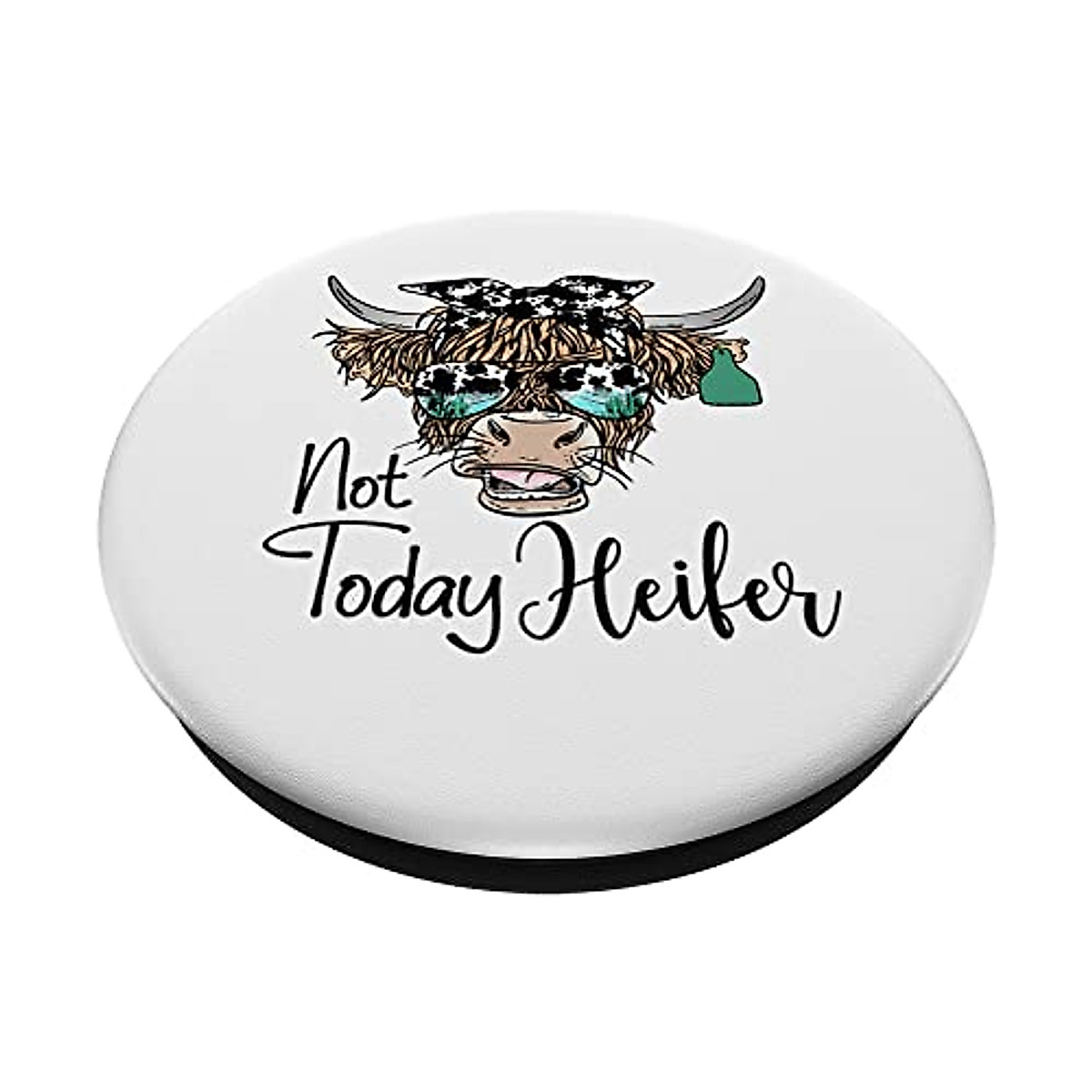 Highland Cow Bandana Cowhide Not Today Heifer Western Animal PopSockets Standard PopGrip