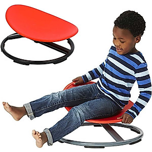 Generic Kids Sensory Swivel Chair, Autism Sensory Spinning Chair for Big Kids Sensory, Sensory Toy Chair, Training Body Coordination Wobble Chair for Kids Sit and Spin Relief of Motion Sickness (red)