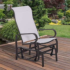 Outsunny Outdoor Glider Chair, Gliders for Outside Patio with Smooth Rocking Mechanism and Lightweight Construction for Backyard, Beige