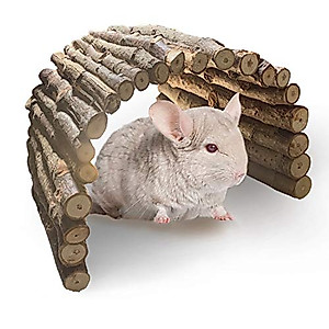PINVNBY Guinea Pig Wooden Ladder Bridge Rabbits Hideout, House, Tunnel,Rodents Chew Toys for Bunny,Chinchillas,Hedgehogs,Ferrets,Rat and Small Animals-Extra Large(11.8 in X 20 in)