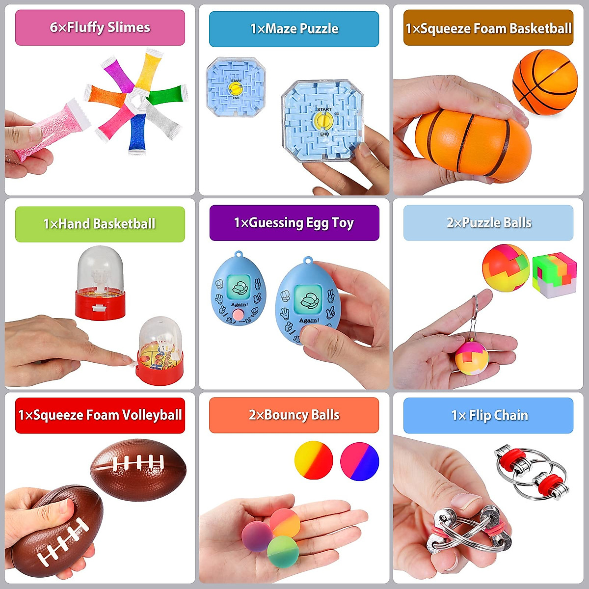 Max Fun Sensory Fidget Toys Set Bundle 48 Pack Stress Relief Anti-Anxiety Tools Toys for Kids Adult Children Autistic ADHD Fidgets Box, Squeeze Ball Marble Mesh Wacky Track