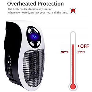 Alpha Heater Toasty Heater Small Plug In Heater Alpha Heater Portable Heater Electric Space Heater Indoor with LED Display | Energy Efficient 500W Wall Outlet Heater Adjustable Thermostat, Timer, Safe