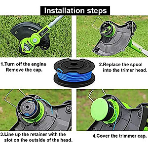 29252 Weed Eater Spool for Greenworks Weed Eater String Replacement Spool, 0.065"-16ft Trimmer Line Replacement Spool for Greenworks Weed Wacker String Trimmer 24V 40V (10 Spool+2 Cap)