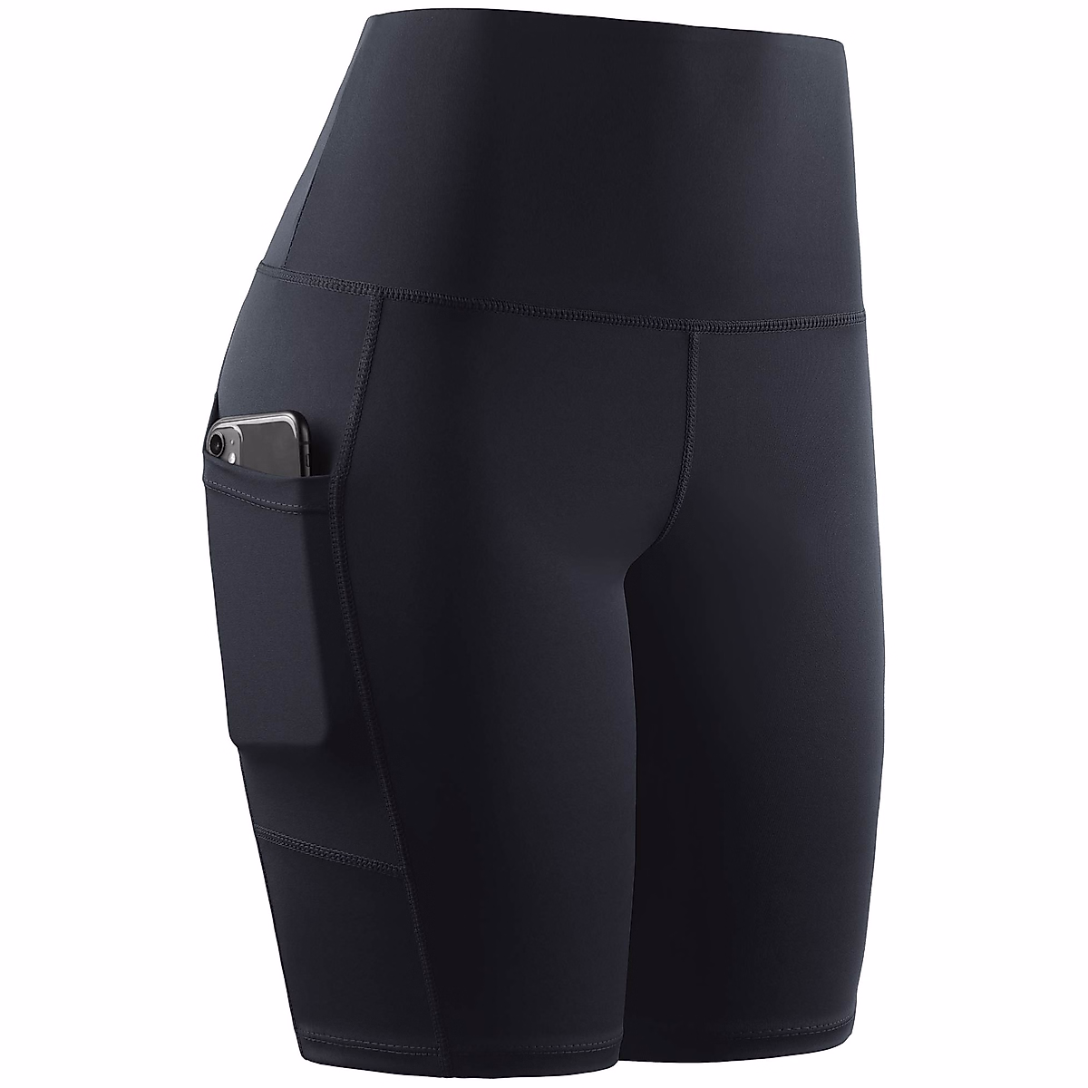 CADMUS 3 Pack High Waisted Shorts for Women 8" Workout Biker Shorts w Two Side Pockets,3044,Pack of 3,Black,Black,Black,XX-Large