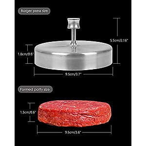 Burger Press - Hamburger Patty Maker, 3.6"/9.5cm Stainless Steel Pie Press Mold.