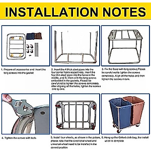 MYOYAY Laundry Cart with Wheels 350L Large Laundry Sorter 2 Section Laundry Basket with Steel Frame and Removable Bag Laundry Hamper Rolling Cart for Commercial/Home/Hotel, 35.4" x 25.5" x 32.2 "