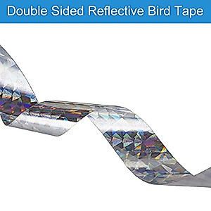 Blissvent Reflective Bird Tape Bird Scare Tape Ribbion, Deterrent Tape for Birds and Pigeons, Flash Double Sided Reflective Tape Outdoor 262 Feet 6 Rolls