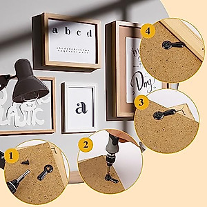 Picture Frame Turn Button Fasteners Set, 100Pcs Picture Frame Backing Hardware with 100 Pieces Screws for Hanging Pictures, Photos, Drawing Black