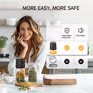 EASYERA Mason Jar Vacuum Sealer Kit, Upgraded Dual-Head Auto-Stop Mason Sealer, Fits Wide & Regular Mouth Jars | Quiet, Portable & Rechargeable for Food Storage, Fermentation, Canning Easy & Save Time