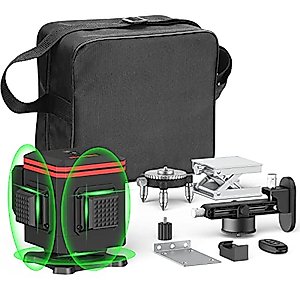 seesii 12 lines Laser Level Self Leveling 3x360° 3D 150FT Green Cross Line Laser Level with pulse mode for Construction/DIY Picture Hanging Remote Controller Rechargeable battery Magnetic Stand