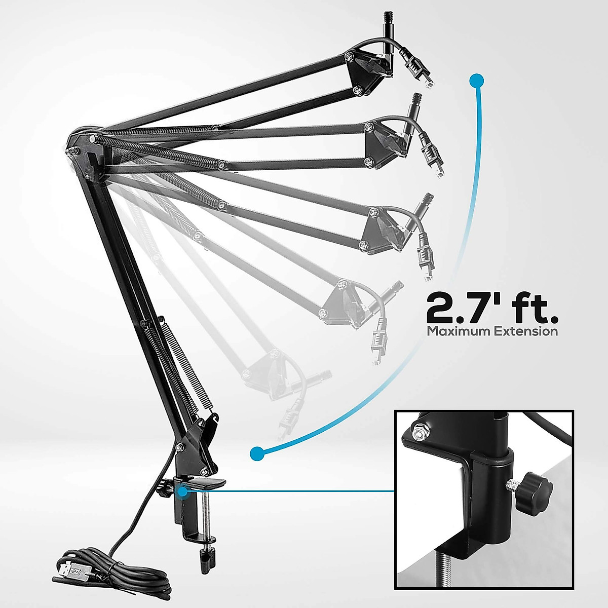 Soul Inscriptions Press USB Suspension Boom Microphone Stand-Adjustable Compact USB Microphone Arm Stand,Durable Steel for Radio Broadcasting Studio,Voice-Over Sound Studio,TV Stations - PMKSHUSB04