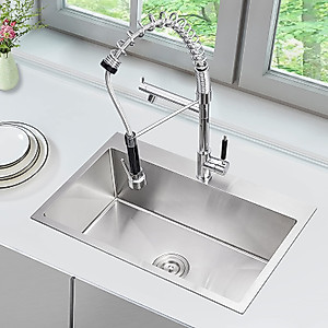 MENATT 28 Inch Drop-in Kitchen Sink, 304 Stainless Steel Topmount Handmade Kitchen Sink, Single Bowl Workstation Sink with Drain Kit (Brushed), 28"x18"x9"