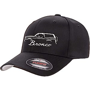 1992-96 Ford Bronco Truck Outline Design Flexfit 6277 Athletic Baseball Fitted Hat Cap Black L/XL