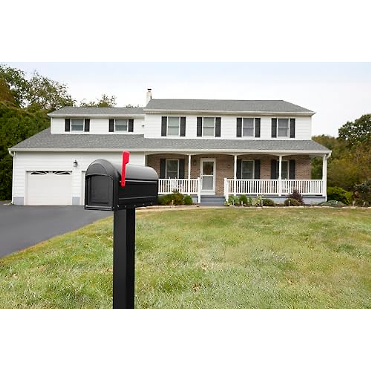 Architectural Mailboxes Barrington Galvanized Steel Post Mount Mailbox, Compatibility Code F, 7900-1B-R-10, Black, Large Capacity