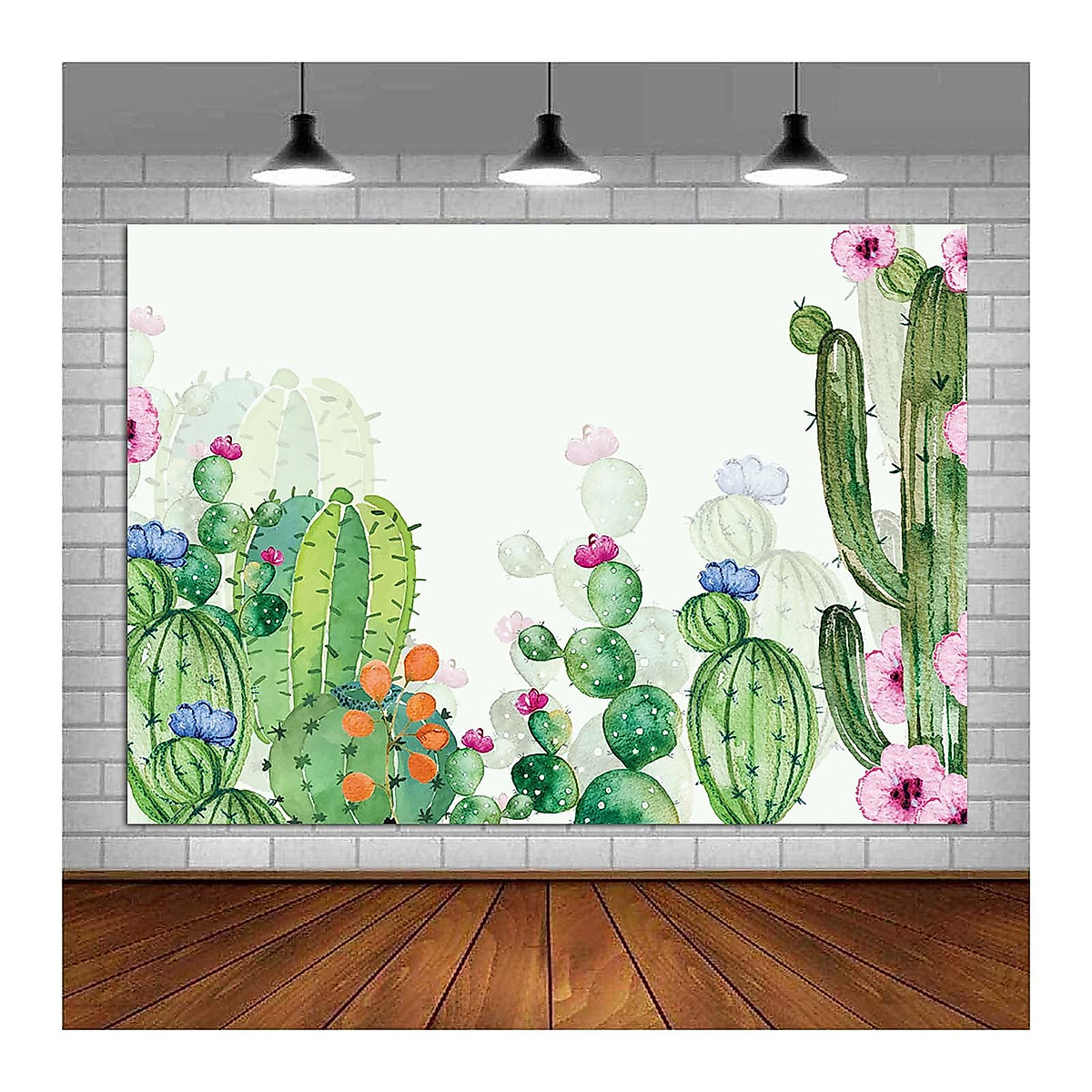 Watercolor Cactus Photography Backdrop Cactus Floral Birthday Photo Studio Background Vinyl 5x3ft Fiesta Cactus Themed Baby Shower Banner