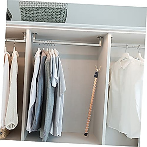 OKUMEYR 2pcs Stainless Steel Toilet Paper Holder Out Door Curtains Blinds Curtains Adjustable Closet Pole Retractable Reach Stick Washing Line Clothes Reaching Pole Clothes Fork Rod CD