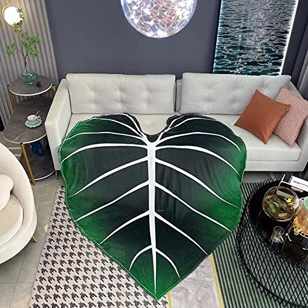 Dyto Leaf Blanket Green Plant Throw Blankets Wrapping Towel Realistic Decorative Floral Blankets for Sofa Bed Beach Towel let Throw, 60x80in