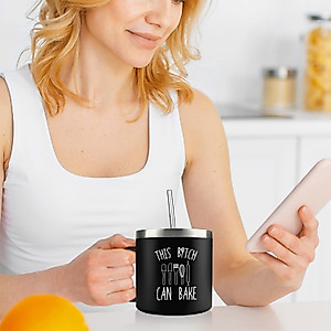 CHICKOR Gifts For Baker, Funny Baking Gifts for Girls, Women Who Love To Bake, Best Friend Bakers Gifts - 14oz Coffee Mug/Tumbler Set With Straw Andg/Baking Keychain