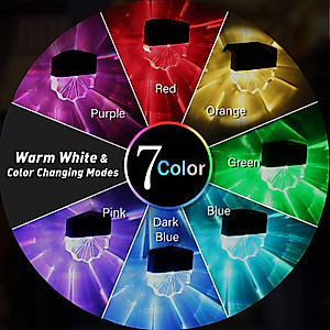 Ltteeny Solar Deck Lights Outdoor, 6 Pack Solar Step Lights Outdoor Waterproof LED Solar Fence Lights, Warm White/Color Changing, Stair Lights for Patio Stairs Yard Garden Pathway Step Fences (6 PC)