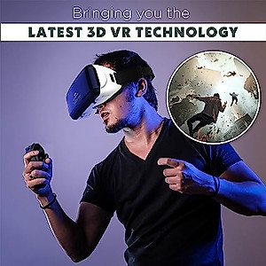 Ultralight VR Headset W/Bluetooth Controller, Comfortable Virtual Reality Headset for 4.7’’-6.4’’ iPhone/Android Phones, VR Headsets for Movies/Games, Gift for Kids & Adults