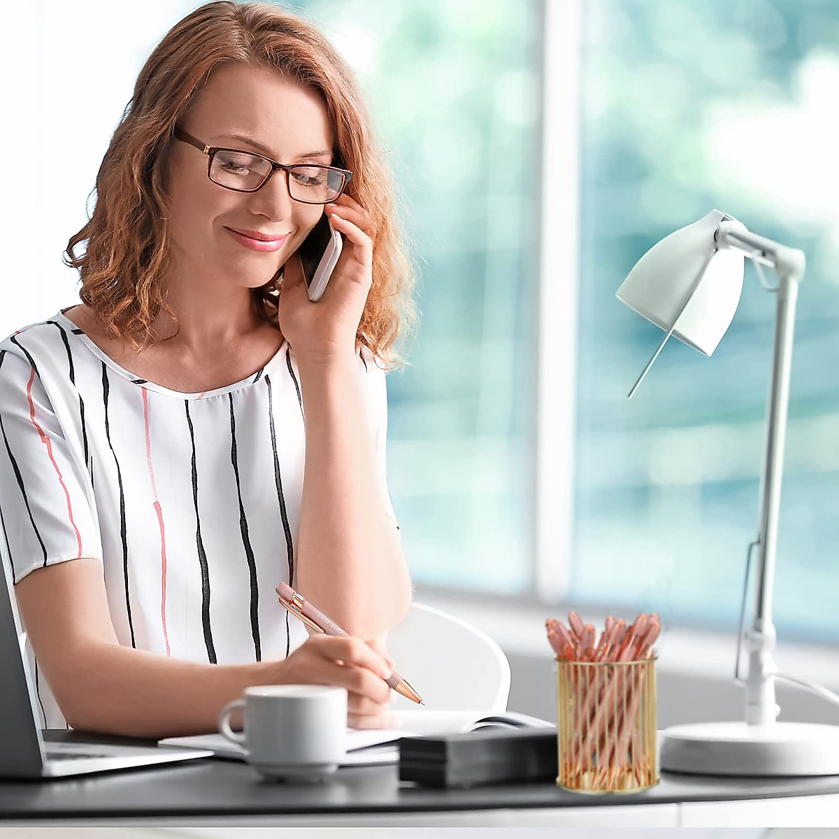 Zonon 12 Pieces Quotes Pen Inspirational Ballpoint Pen with Stylus Tip Motivational Messages Pen Metal Inspirational Pen Set Metal Black Ink Pens Encouraging Stylus Pen (Boss Lady, Rose Gold)