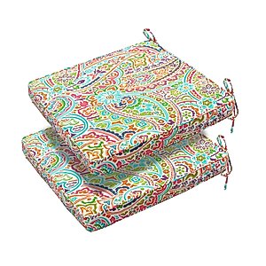 FUNHOME Patio Chair Cushions 18.5 x 18.5 x 2.5 Inch,Water-Resistant Outdoor Seat Cushions for Patio Furniture 2 Pack, Sqaure Chair Pads for Wicker Chair Seat, Melora Paisley
