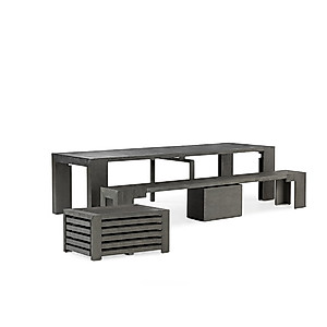 Transformer Table Dining Room Table for 2 to 12, Expandable Dining Table, Coffee Table with Storage Panels Included, Space Saving Furniture (Dark Grey, Table + Bench + Coffee Table)