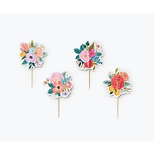 RIFLE PAPER CO. Garden Party Cupcake Kit, 24 Assorted Liners in 2 Designs, 24 Assorted Double Sided Toppers in 6 Designs, Standard Cupcake Size, Full Color and Foil Stamped
