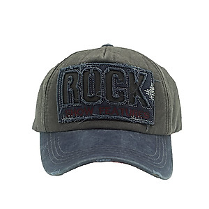 YULOONG Vintage Baseball Cap Embroidery Rock Washed Denim Trucker Cap 100% Cotton Sun Hat for Men Women Adjustable Size Grey