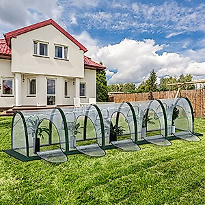 Pop Up Greenhouse 16.5x3.3x3.3FT Flower House Mini Gardening Plant Flower Sunshine Room Tunnel Garden PVC Greenhouse Cover for Cold Frost Protector Gardening Plants
