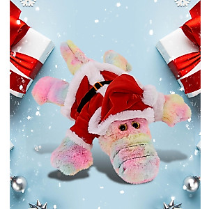 DolliBu Santa Rainbow Large Alligator Stuffed Animal Plush Toy - Wild Animal Dress Up with Red Santa Claus Outfit, Wildlife Gift, Perfect Holiday with Name Personalization - 17 Inches
